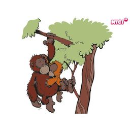 Wandtattoo Kinderzimmer NICI Affe Orang Utan Babyzimmer Wandsticker Baby, Junge & M&auml;dchen Kinder Wandaufkleber in S-XXL