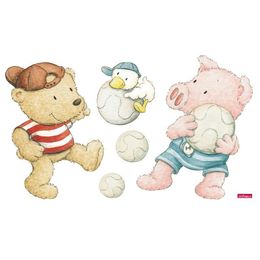 Wandtattoo Kinderzimmer Junge Pitzelpatz mit seinen Freunden Babyzimmer Wandsticker Tiere B&auml;r Wandaufkleber in S-XXL Steinbeck