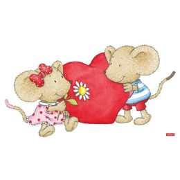 Wandtattoo Kinderzimmer Lillebi und Kikibell am Herzchen Babyzimmer Wandsticker Baby, Junge & M&auml;dchen Steinbeck Wandaufkleber in S-XXL