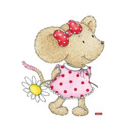 Wandtattoo Blumen Baby Maus Kikibell mit G&auml;nsebl&uuml;mchen floraler Wandsticker Wandaufkleber in S-XXL