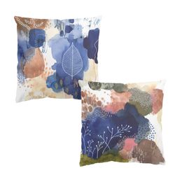 Bilderwelten Dekokissen Kissenbezug 2er Set blau originell Abstrakt - Indigo in Harmonie Duo - Bett Couch Sofakissen Bezug & F&uuml;llung in 40x40 50x50 60x60