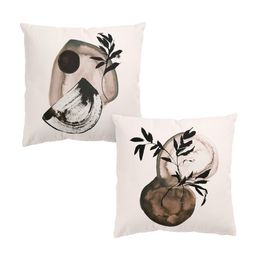 Bilderwelten Dekokissen 2er Set Japandi Aquarell - Formen und Zweige