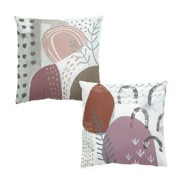 Bilderwelten Dekokissen Kissenbezug 2er Set rosa originell Abstrakt - Karneval der Formen in Beere Set IV - Bett Couch Sofakissen Bezug-in 40x40 50x50 60x60