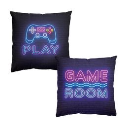 Bilderwelten Dekokissen Kissenbezug 2er Set pink Sport Digital Art - Neon Game Room Controller Duo - Bett Couch Sofakissen Bezug & F&uuml;llung in 40x40 50x50 60x60