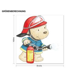 Wandtattoo Kinderzimmer Junge Pitzelpatz als Feuerwehrmann Feuerwehr Babyzimmer Wandsticker Tiere B&auml;r Wandaufkleber in S-XXL Steinbeck