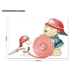 Wandtattoo Kinderzimmer Junge Pitzelpatz und Schnaddeldatz als Feuerwehr Feuerwehr Babyzimmer Wandsticker Tiere B&auml;r Wandaufkleber in S-XXL