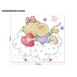 Wandtattoo Kinderzimmer Lillebi Baby Maus Kikibell auf Wolken Babyzimmer Wandsticker Baby, Junge & M&auml;dchen Steinbeck Wandaufkleber in S-XXL