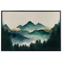 Leinwandbild Aquarellierte Berglandschaft