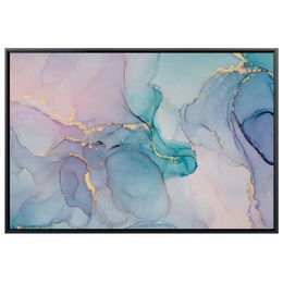 Leinwandbild Aquarell Pastell T&uuml;rkis mit Gold