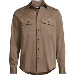 LANDS' END Garngef&auml;rbte Hemdjacke, Herren,  Braun, Elasthan/Lyocell (Viskose)/Viskose, by Lands' End