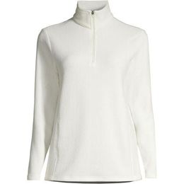 LANDS' END Anyweather Fleece-Pullover mit Rei&szlig;verschluss, Damen,  Wei&szlig;, Polyester, by Lands' End