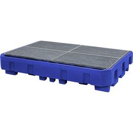 ASECOS PE-Auffangwanne, f&uuml;r 2 IBC/KTC-Container, Auffangvolumen 1000 l, mit Rost