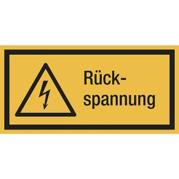 Kombischilder mit Text f&uuml;r Warnkennzeichen, R&uuml;ckspannung, rechteckig, VE 10 Stk, Folie, LxH 105 x 52 mm kaiserkraft