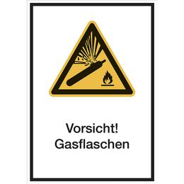 Kombischilder mit Text f&uuml;r Warnkennzeichen, Vorsicht! Gasflaschen, VE 10 Stk, Folie, LxH 210 x 297 mm kaiserkraft