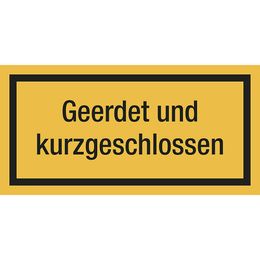 Kombischilder mit Text f&uuml;r Warnkennzeichen, Geerdet und kurzgeschlossen, VE 10 Stk, Folie, LxH 100 x 50 mm kaiserkraft