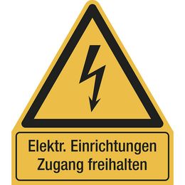Kombischilder mit Text f&uuml;r Warnkennzeichen, Elektr. Einrichtungen Zugang freihalten, dreieckig, VE 10 Stk, Folie, LxH 210 x 240 mm kaiserkraft