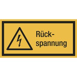 Kombischilder mit Text f&uuml;r Warnkennzeichen, R&uuml;ckspannung, rechteckig, VE 10 Stk, Folie, LxH 74 x 37 mm kaiserkraft