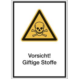 Kombischilder mit Text f&uuml;r Warnkennzeichen, Vorsicht! Giftige Stoffe, VE 10 Stk, Folie, LxH 210 x 297 mm kaiserkraft