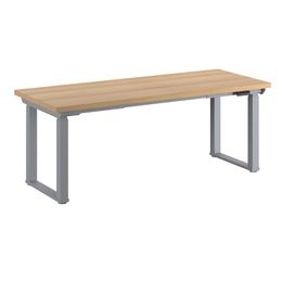 ANKE Werkbank, elektrisch h&ouml;henverstellbar, H&ouml;henverstellbar 695 - 1350 mm, Buche-Multiplexplatte/grau, Breite 2000 mm