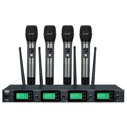 DNA RV-4 drahtloses Mikrofon, 4x Handheld-Sender, Empf&auml;nger, Soundsystem, UHF 518-542 MHz