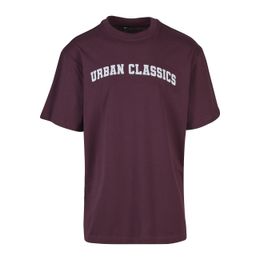 T-Shirt Urban Classics "Urban Classics UC College Logo Tall Tee", Jungen, Gr. L, rotwine, 100% Baumwolle, bedruckt, oversize, Rundhals, Shirts T-Shirt