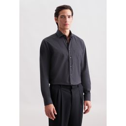 Flanellhemd Seidensticker "Schwarze Rose", Herren, Gr. XXL (45), normale &Auml;rmell&auml;ngen, dunkelgrau, 100% Baumwolle, unifarben, regular fit, 2-Knopf-Manschette, Hemden, Regular 1/1 Kentkragen Uni