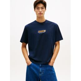 T-Shirt Tommy Jeans "90S VINTAGE LA", Jungen, Gr. L, schwarz night navy, Single Jersey, Obermaterial: 100% Baumwolle, unifarben, regular fit normal, Rundhals, eingesetzt abgesteppte Kante, Shirts T-Shirt, Regular fit mit Markenprint