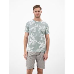 T-Shirt Lerros "T-Shirt mit O-Neck und floralem All-over-Print", Jungen, Gr. L, storm grau, 100% Baumwolle, Rundhals, Shirts T-Shirt