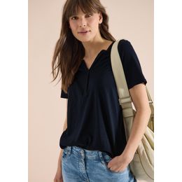 Tunikashirt Cecil, Damen, Gr. XXL (46), universal blau, Web, 100% Baumwolle, unifarben, comfort fit normal, ohne Ausschnitt, B&uuml;ndchen, Shirts, aus reiner Baumwolle