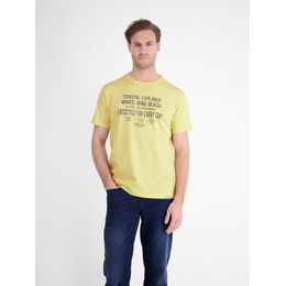 T-Shirt Lerros "Sportliches T-Shirt aus Baumwolle mit coolem Slogan-Print", Jungen, Gr. L, lemon water, 100% Baumwolle, Rundhals, Shirts T-Shirt