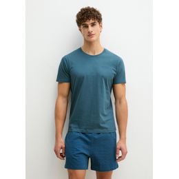 Marc O'Polo Shorty MARC O'POLO, Herren, Gr. XL (58), ged&auml;mpftes blau, Jersey, Obermaterial: 100% Baumwolle, bequem kurz, Rundhals, Homewear-Sets Shorty, mit kurzem Arm, Rundhalsausschnitt und gemusterter Hose