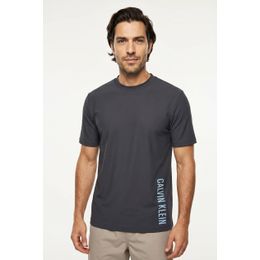 T-Shirt, Jungen, Gr. S (48), shoreline, Web, Obermaterial: 57% Baumwolle, 38% Polyester, 5% Elasthan, Calvin Klein Swimwear, unifarben, regular fit normal, Rundhals, eingesetzt abgesteppte Kante, Shirts T-Shirt, Regular fit mit Rundhalsausschnitt