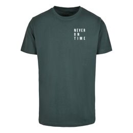 Kurzarmshirt MisterTee "MisterTee Herren Never On Time Tee", Jungen, Gr. XS, bottlegr&uuml;n, 100% Baumwolle, unifarben, normal, Rundhals, Shirts