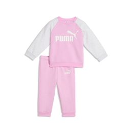 Trainingsanzug Puma "MINICATS ESS RAGLAN CREW SET FL INF", Jungen, Gr. 68, pink (mauve glow), Fleece, Obermaterial: 68% Baumwolle, 32% Polyester, unifarben, regular fit, Sportanz&uuml;ge Trainingsanzug, 2-teilig, mit Rundhalsausschnitt, mit innenliegendem Kordelzug