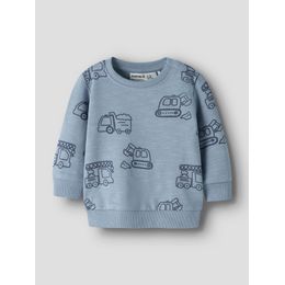 Sweatshirt name it "NBMKOMMA LS SWEAT UNB", Jungen, Gr. 50, ashley blau, Sweatware, Obermaterial: 95% Baumwolle, 5% Elasthan, bedruckt, regular fit normal, Rundhals, Rippb&uuml;ndchen, Sweatshirts Sweatshirt, Baumwollmischung, regular fit