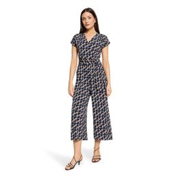 Overall Betty Barclay "Damen mit Eingrifftaschen", Damen, Gr. 36, Normalgr&ouml;&szlig;en, dunkelblau, braun, Jersey, Obermaterial: 94% Polyester, 6% Elasthan, figurumspielend, V-Ausschnitt, Overalls Overall