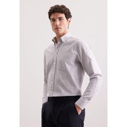 Flanellhemd Seidensticker "Schwarze Rose", Herren, Gr. XXL (45), normale &Auml;rmell&auml;ngen, grau, 100% Baumwolle, bedruckt, kariert, regular fit, 2-Knopf-Manschette, Hemden, Regular 1/1 Button-Down-Kragen Karo