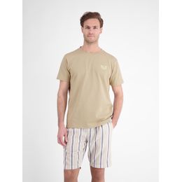 T-Shirt Lerros "Baumwoll-T-Shirt mit bequemem Rundhalsausschnitt und Print", Jungen, Gr. L, gravel beige, 100% Baumwolle, Rundhals, Shirts T-Shirt