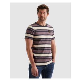 PME-Legend T-Shirt PME LEGEND "Short sleeve r-neck slub striped jersey", Jungen, Gr. M, moonscape, Jersey, Obermaterial: 100% Baumwolle, gestreift, regular fit normal, Rundhals, gerader Abschluss, Shirts T-Shirt, mit Logo Stickerei