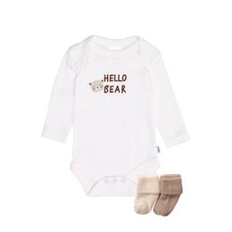 Erstausstattungspaket Liliput "Hello Bear", M&auml;dchen, Gr. 44, wei&szlig;, beige, 100% Baumwolle, KOB Set-Artikel Erstausstattungspaket, mit niedlichen Socken