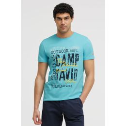 Rundhalsshirt CAMP DAVID, Jungen, Gr. 4XL, blau (aqua), Single Jersey, Material: 100% Baumwolle, bedruckt, regular fit normal, Rundhals, eingesetzt gerader Abschluss, Shirts Rundhalsshirt, mit Necktape