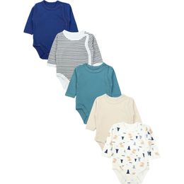 Langarmwickelbody TUPTAM "Wickelbody Baby Langarm Wickelbody 5er Pack", Jungen, Gr. 68, N-Gr, blau (blau_beige_bears_streifen), Obermaterial: 100% Baumwolle CO., Bodys
