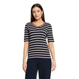 Kurzarmshirt Betty Barclay "Damen mit V-Ausschnitt", Damen, Gr. 36, dunkelblau, nature, Jersey, Obermaterial: 95% Viskose, 5% Elasthan, tailliert normal, V-Ausschnitt, Shirts