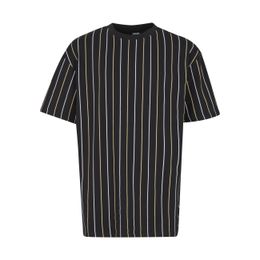 T-Shirt Urban Classics "Urban Classics Printed Pinstripe Tee", Jungen, Gr. 4XL, schwarz, wei&szlig;, palegelb, 100% Baumwolle, gestreift, loose fit, Rundhals, Shirts T-Shirt