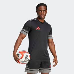 Fu&szlig;balltrikot adidas Performance "SQUADRA 25 TRIKOT", Herren, Gr. L, schwarz (schwarz, team grau four, pure ruby), Obermaterial: 100% Polyester, Rundhals, Trikots Fu&szlig;balltrikot