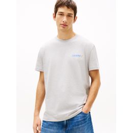T-Shirt Tommy Jeans "REGULAR VINTAGE LA BACK", Jungen, Gr. 3XL, grau (ice grau heather), Single Jersey, Obermaterial: 100% Baumwolle, unifarben, regular fit normal, Rundhals, eingesetzt abgesteppte Kante, Shirts T-Shirt, in regul&auml;rer Passform mit Markenprint