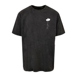 T-Shirt Merchcode "Merchcode Herren Love In The Air Acid Washed Heavy Oversize Tee", Jungen, Gr. L, schwarz, 100% Baumwolle, bedruckt, oversize, Rundhals, Shirts T-Shirt