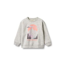 Sweater Wheat "Wheat Sweatshirt L/S Ellis", M&auml;dchen, Gr. 104, light grau melange, 97% Baumwolle (Bio), 3% Viskose, bedruckt, Rundhals, Sweatshirts Sweater