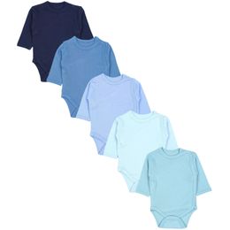 Langarmwickelbody TUPTAM "Wickelbody Baby Langarm Wickelbody im 5er Set", Jungen, Gr. 56, N-Gr, blau (dunkelblau allure hellblau hellpetrol), Obermaterial: 100% Baumwolle CO., Bodys
