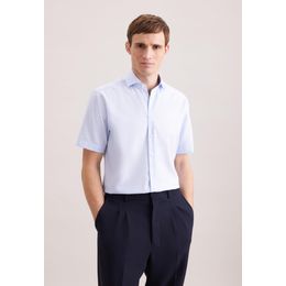 Businesshemd Seidensticker "Schwarze Rose", Herren, Gr. XL (43), normale &Auml;rmell&auml;ngen, hellblau, 100% Baumwolle, Strukturmuster, regular fit, Hemden, Regular 1/2 Kentkragen Struktur